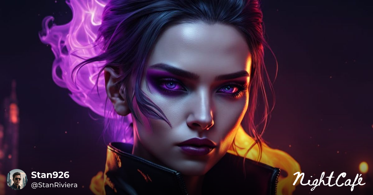 Glamorous Cyberpunk Princess Reigns Over Blazing B... - AI Art