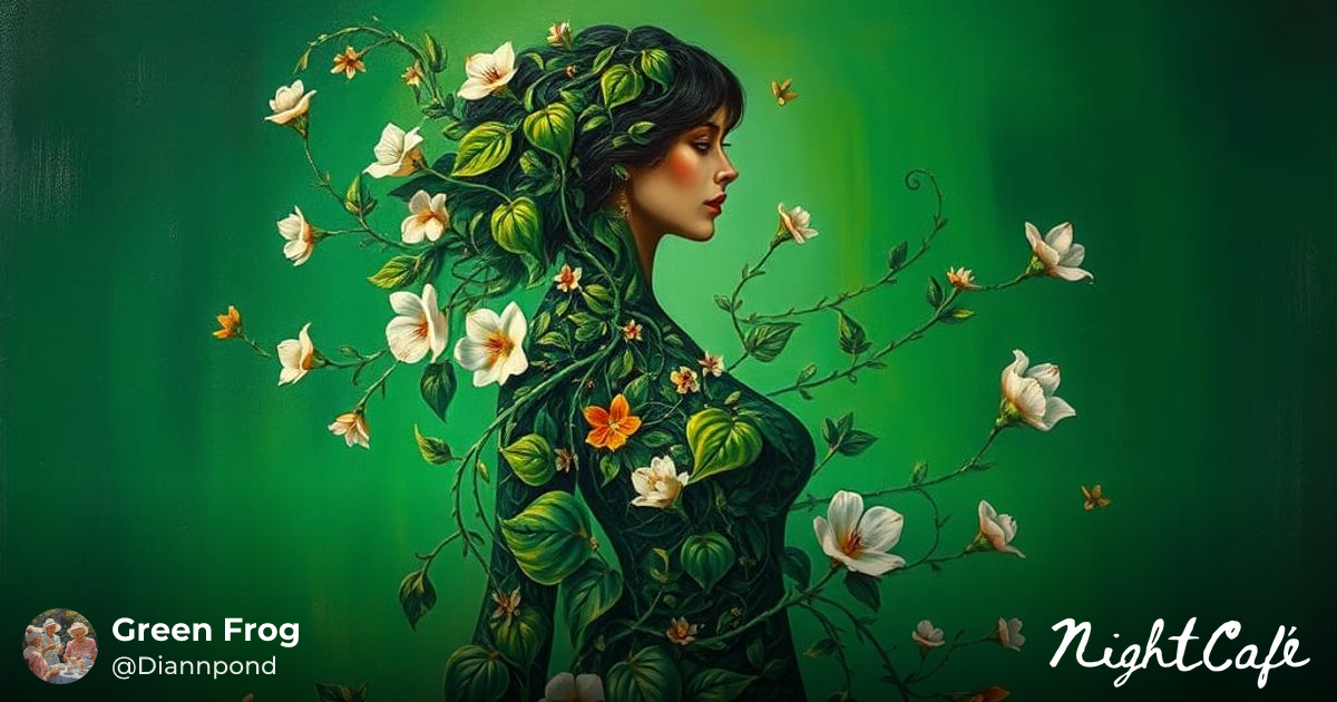 Woman's Body Formed From Verdant Plant Motifs Oil ... - AI Art