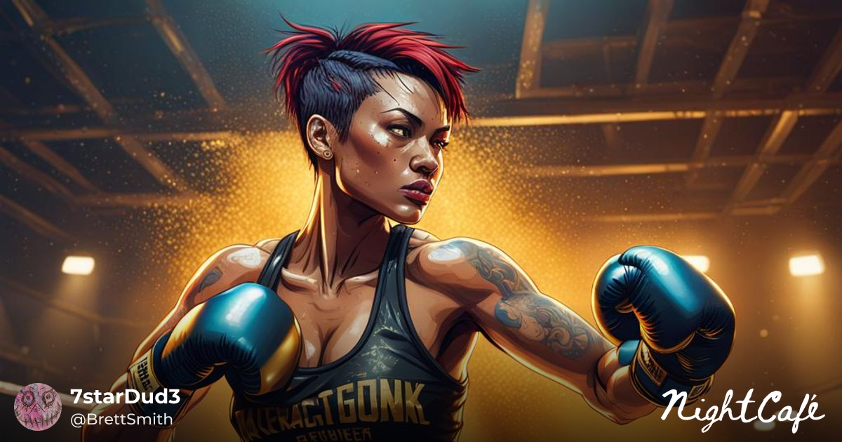 Ding Ding! - Punk Boxer in Boxing Ring: Comic Book Art
