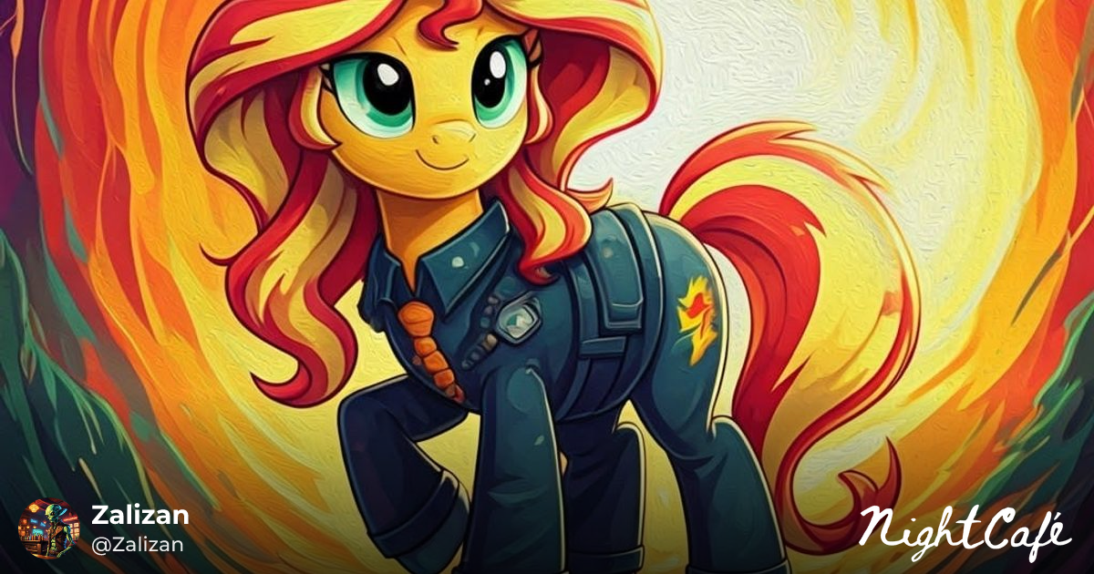 Vibrant Sunset Shimmer Police Officer in a Dreamli... - AI Art