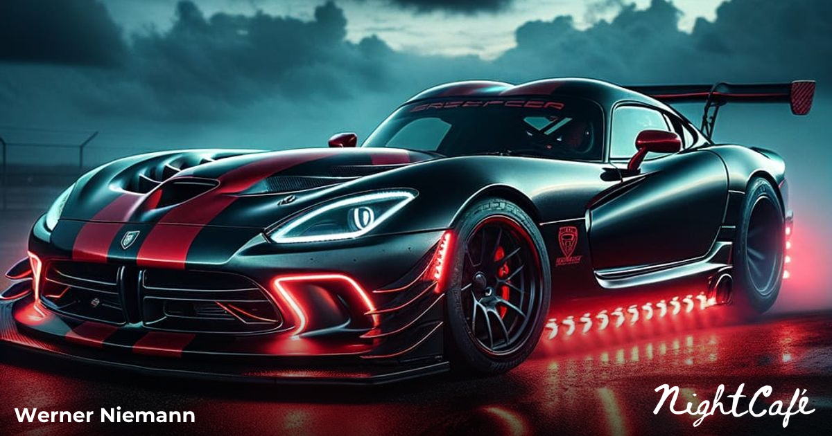 Black and Red Dodge Viper Formula Drift Car - AI Art