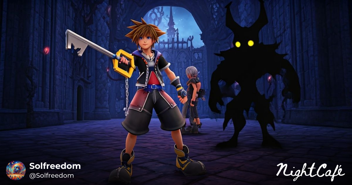 Sora and Riku Explore Wonderland with Keyblades - AI Art