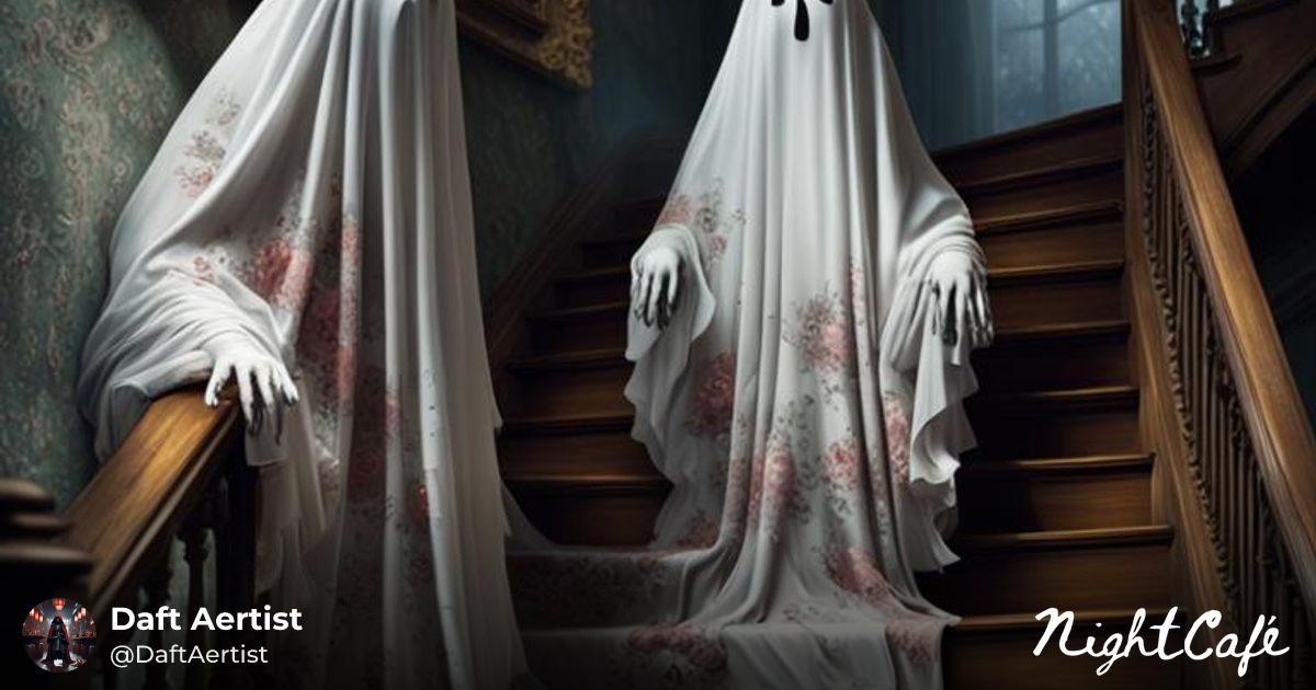 Bedsheet Ghosts - Floral Bedsheet Ghosts on Stairs: Cinemati...