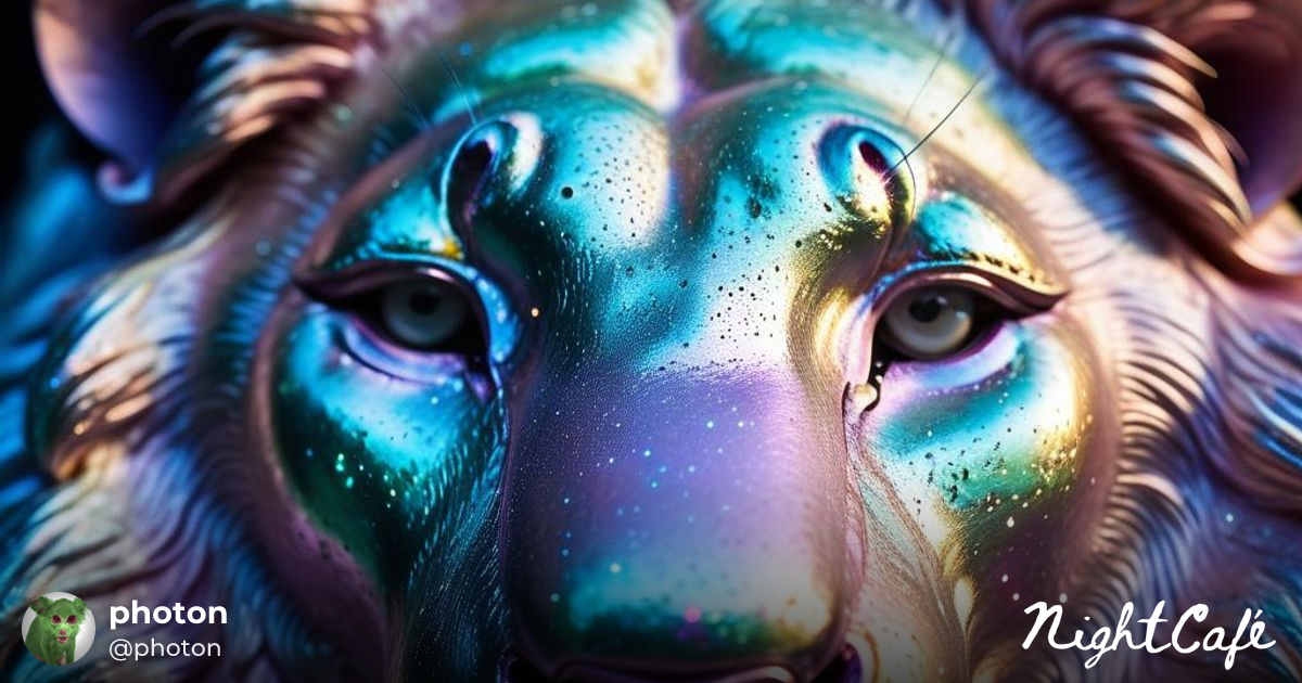 Lion Face Half Moon in Quantum Consciousness - AI Art