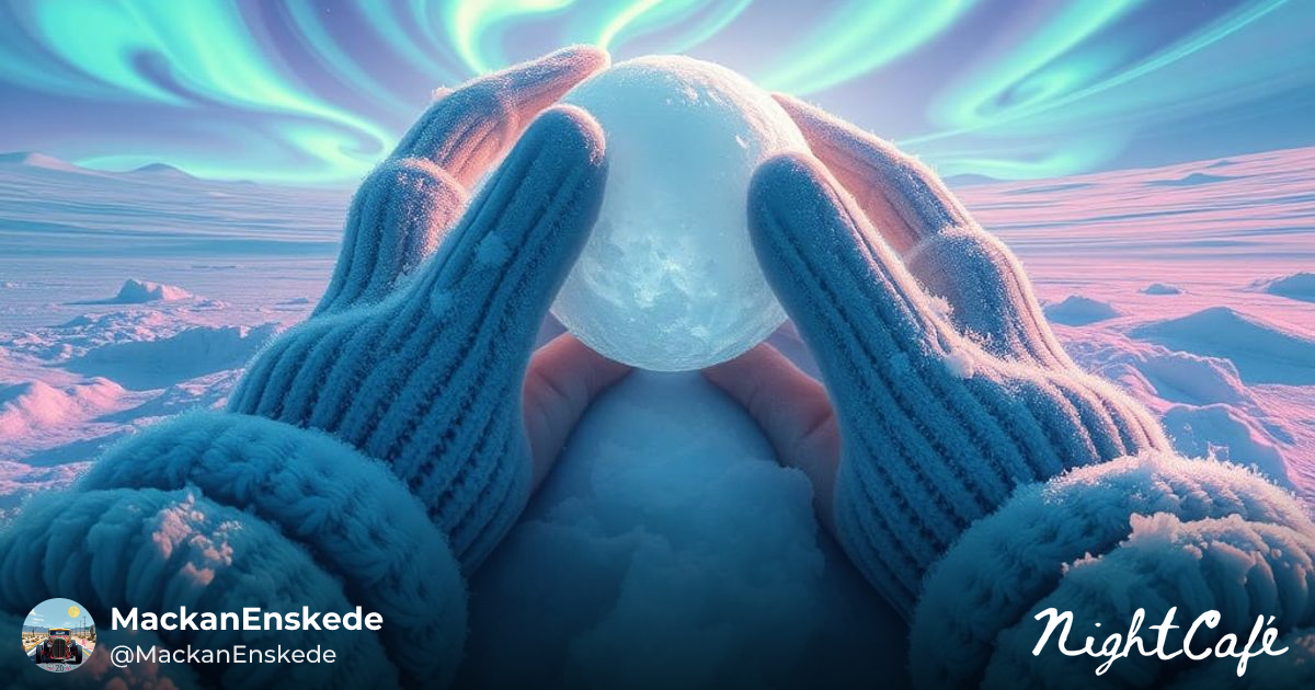 snowball reflecting under aurora borealis