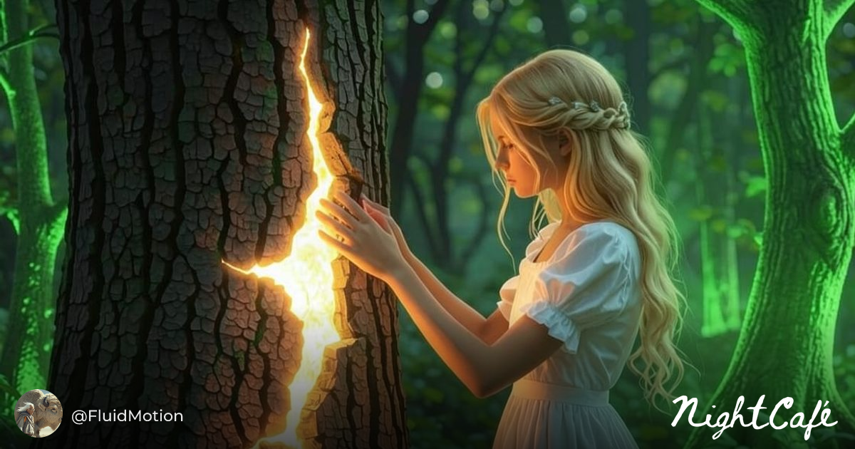 The Light Within - Dark Fantasy Art: Girl Touches Glowing Tr...