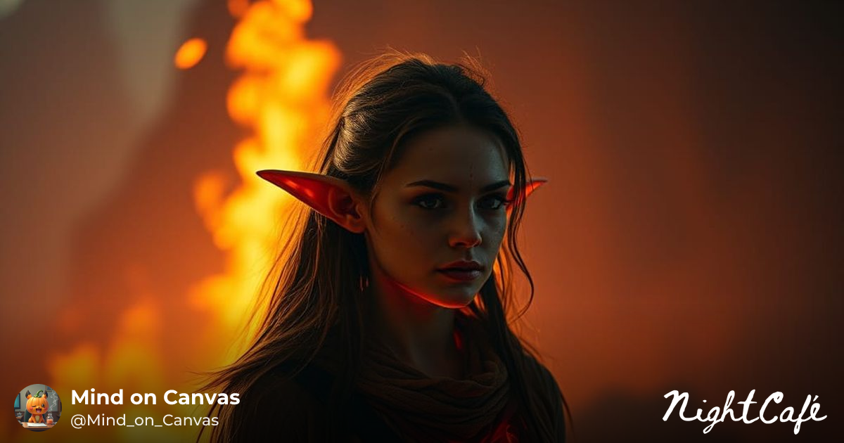 Elf Transformation into Fire Being: Cinematic Imag... - AI Art