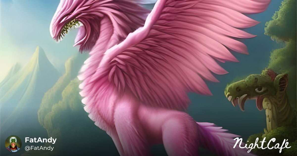 Vibrant Fluffy Pink Dragon: A Whimsical Creation - AI Art