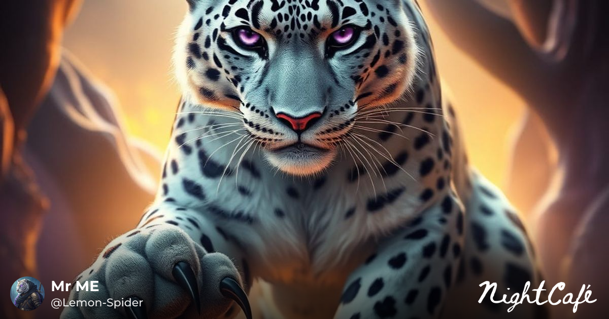 Snow leopard - Majestic Snow Leopard in Dark Fantasy