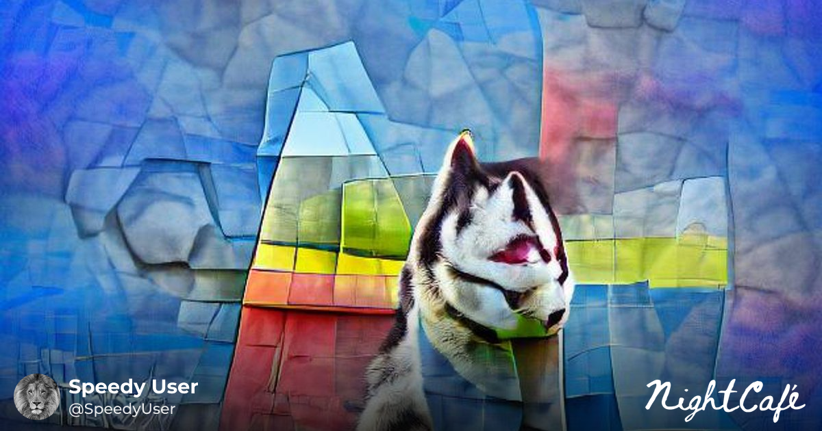 Colorful Geometric Minimalist Siberian Husky Portr... - AI Art