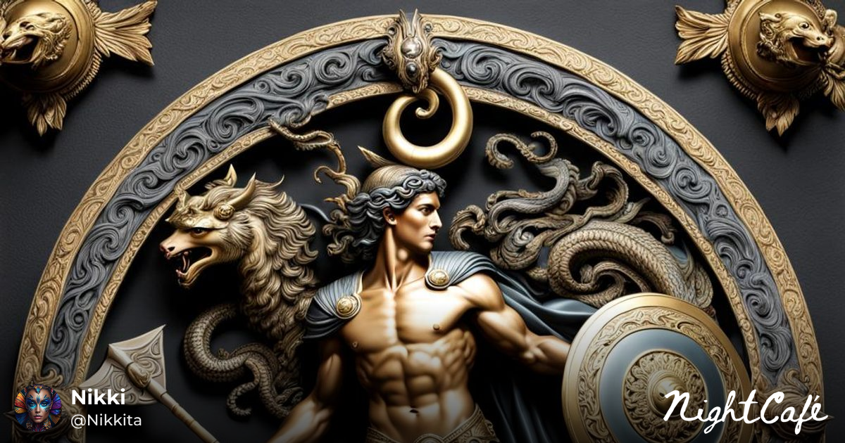 Perseus shield - Perseus with Medusa Shield in Olympus