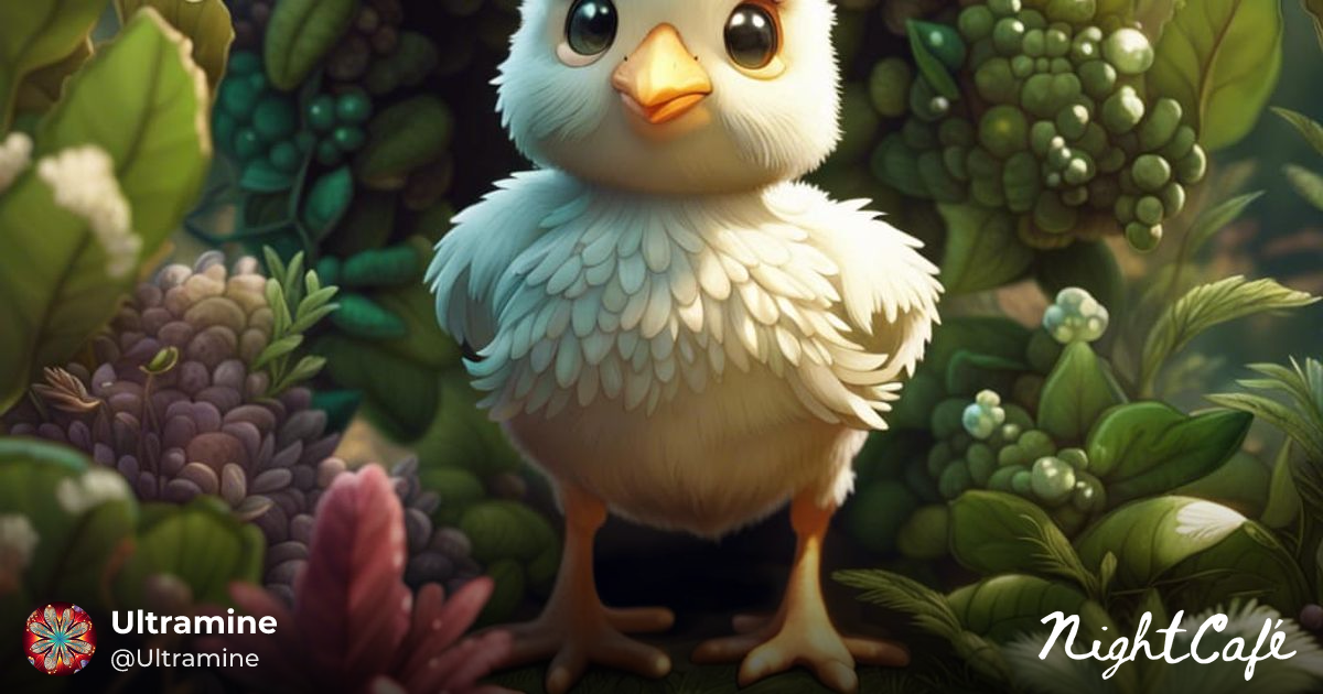 Chick 2 - Adorable Chick Made of Plants in Fantasycore Style