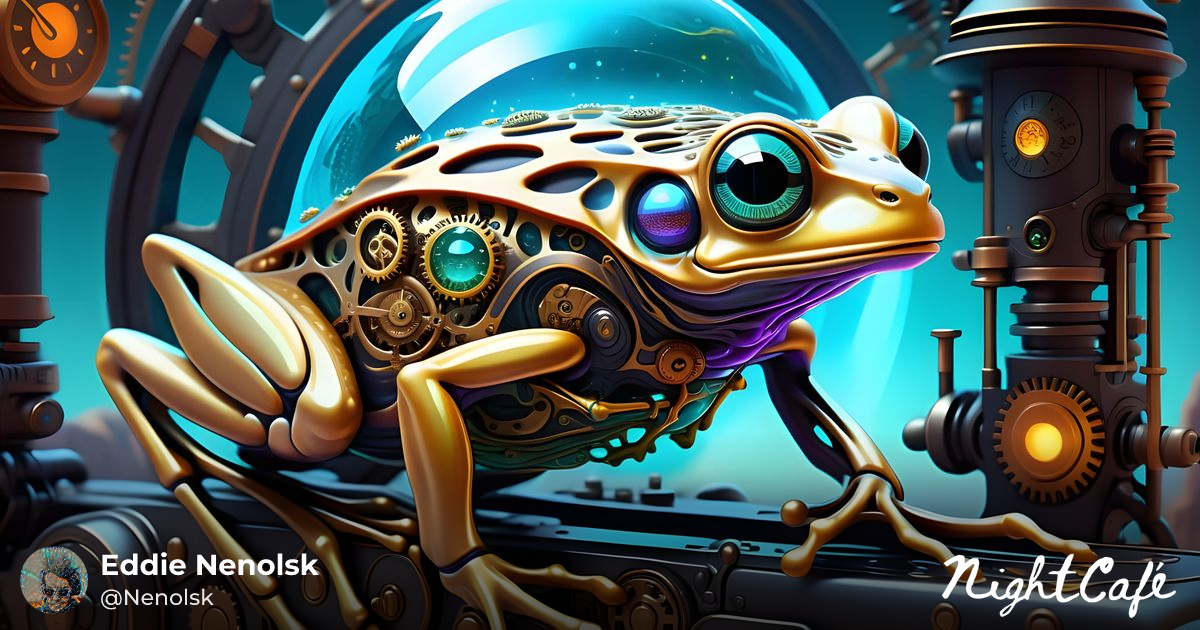 Mech-frog. - Surreal Mech-Frog Party in a Futuristic Steampu...