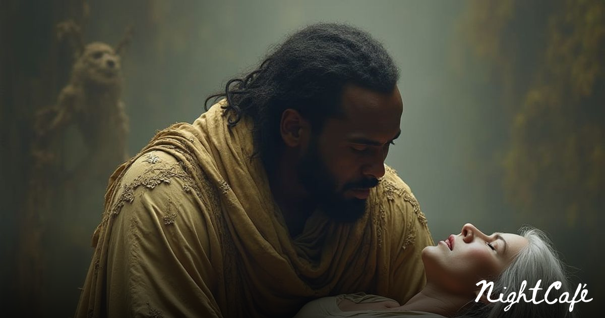 Prince Ekanem Mourns a Lifeless Elderly Woman in a... - AI Art