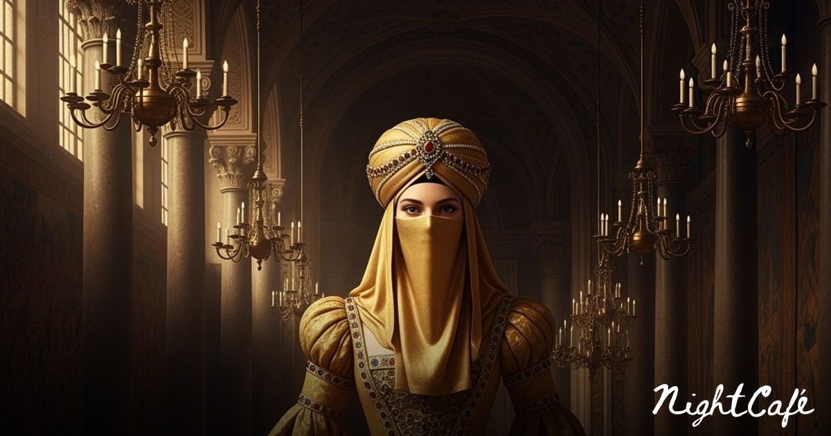 Renaissance Princess Portrait in Golden Niqab and ... - AI Art