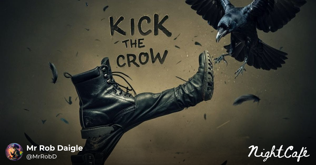 "Kick the crow " - Rugged Boot Kicks Crow in Mid-Air, Amidst...