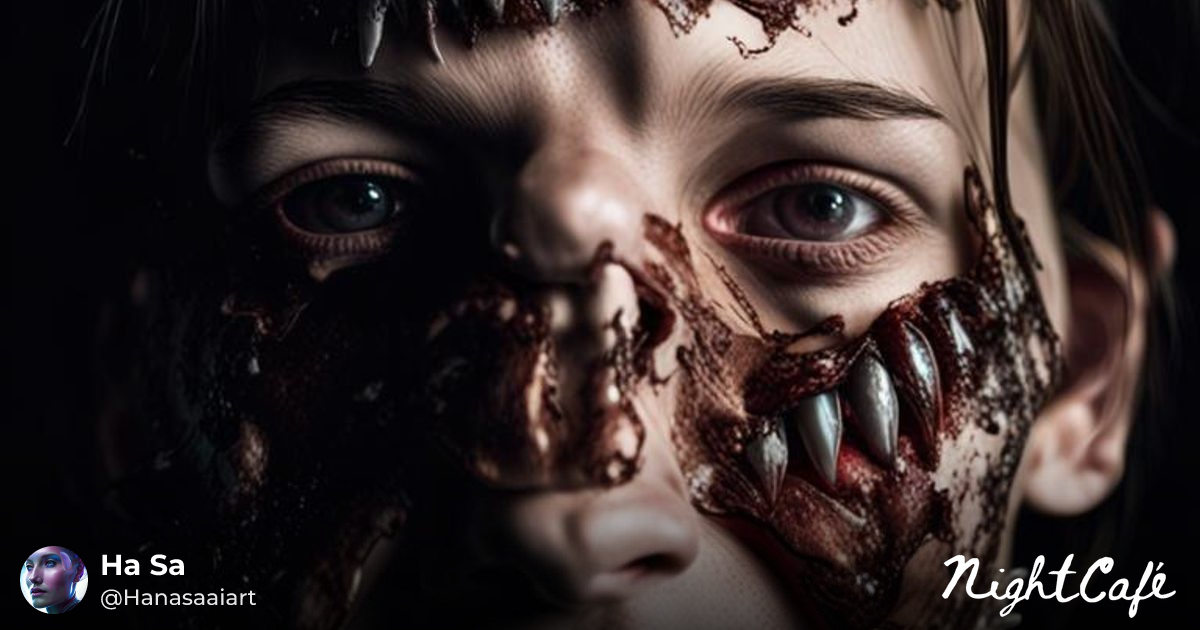 Eerie Portrait: Face Covered in Teeth - AI Art