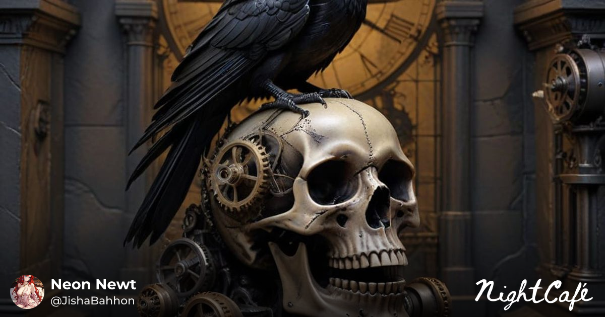 Gothic Clockwork Raven in Victorian Steampunk Styl... - AI Art