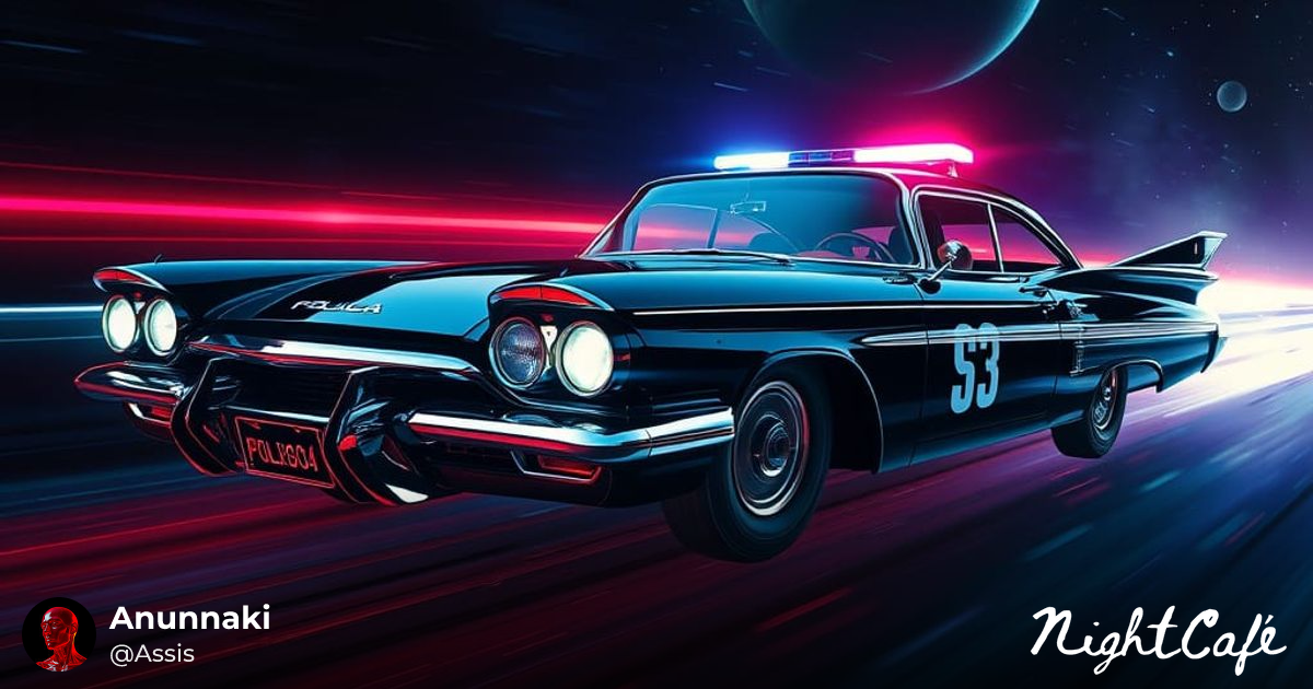 Futuristic Police Car Spaceship Pursuit in Dark Sp... - AI Art