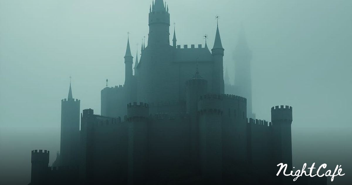 Foreboding Black Castle on Island, Gothic Digital ... - AI Art