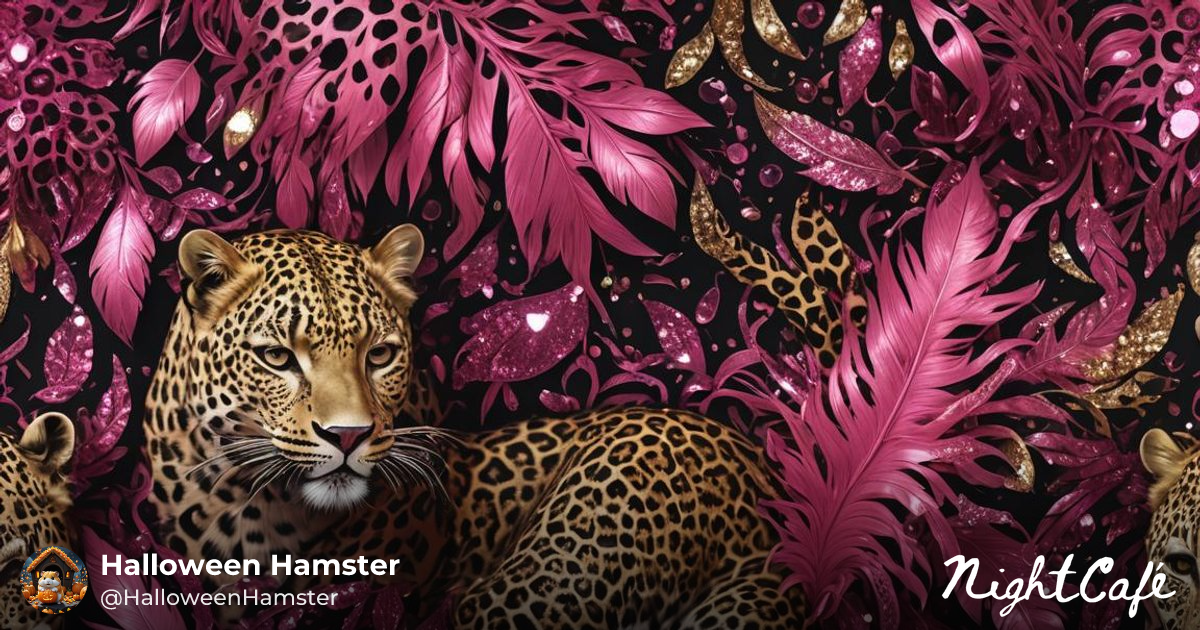 Tacky Glam Parlor Room with Leopard Print, Rhinest... - AI Art