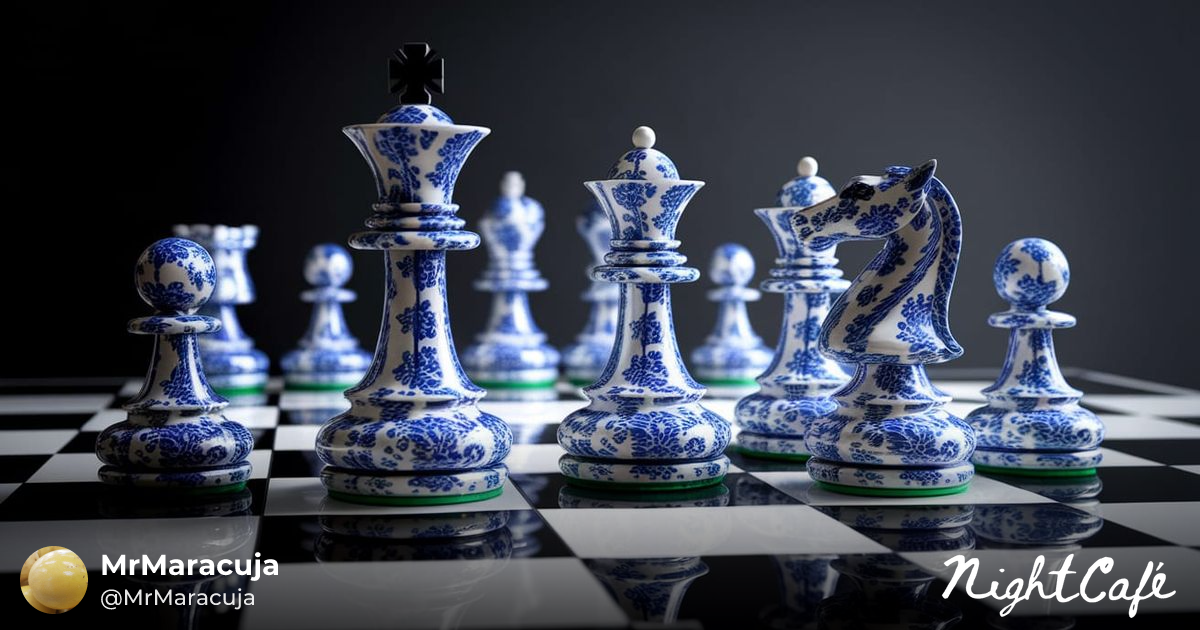 Ethereal Floral Chess Set on Majestic Board in Hyp... - AI Art