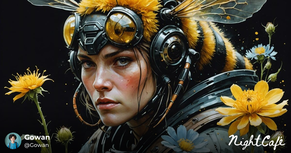 A amayzing Bumbel bee hoo is lots Angry in flowers and stuff, Stylized ...