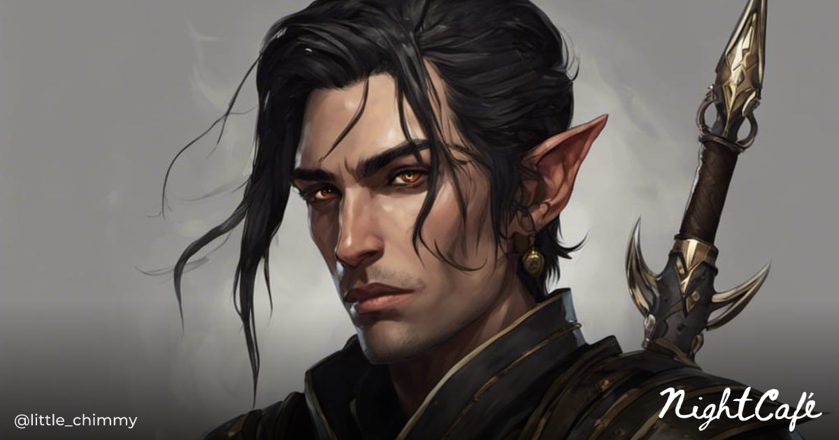 High Elf Rogue in Gold-Laced Armor - AI Art