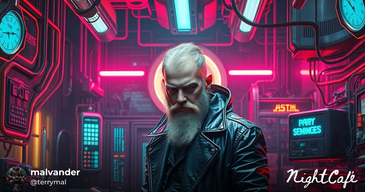 Cyberpunk Wizard Practicing Technomancy in Neon La... - AI Art