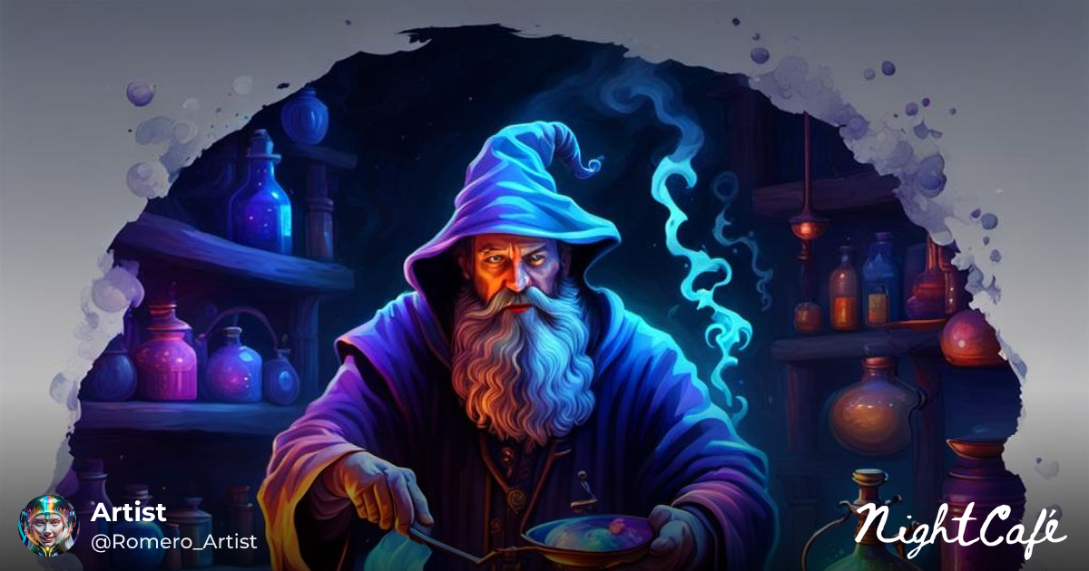 Alchemist - Magical Alchemist Mixing Potions: Psychedelic Il...