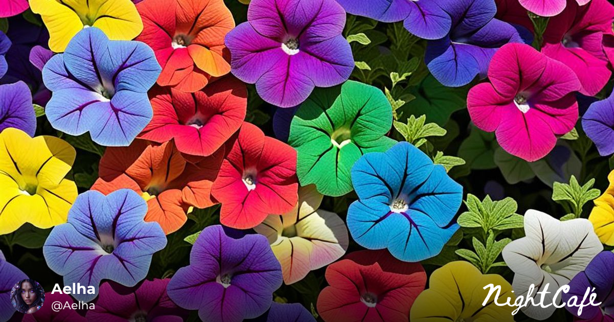 Colorful rainbow water lightning petunias