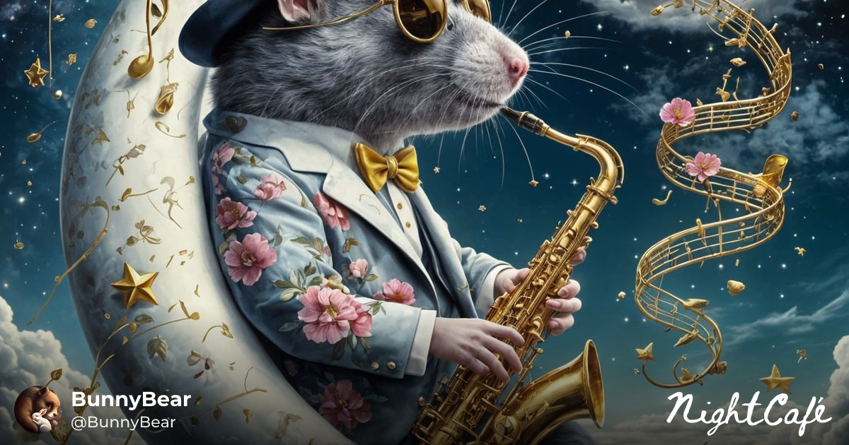 Jazz Rat - Rat Jazz Musician in Cosmos, Surreal Portrait