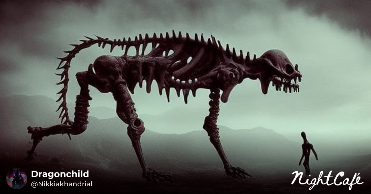 Giant Tibianiton - Surreal Bone Creature in Dark Fantasy Lan...