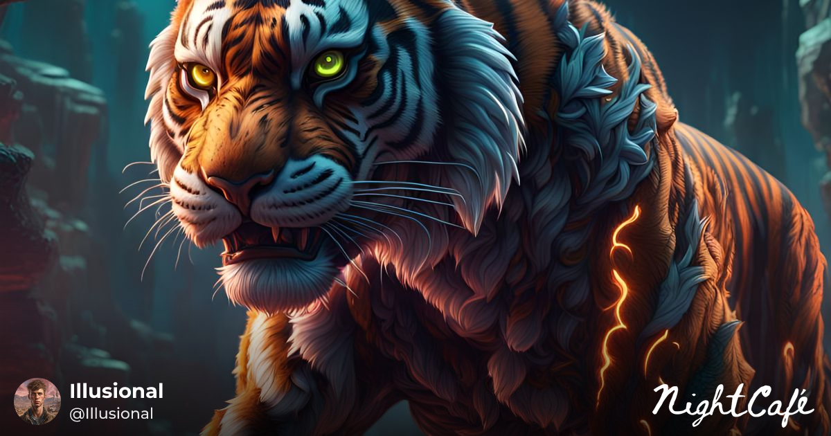 Hybrid - Detailed Alien Tiger Fantasy Concept Art