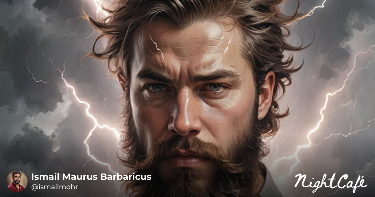 Surreal Man with Beard Engulfed in Lightning - AI Art