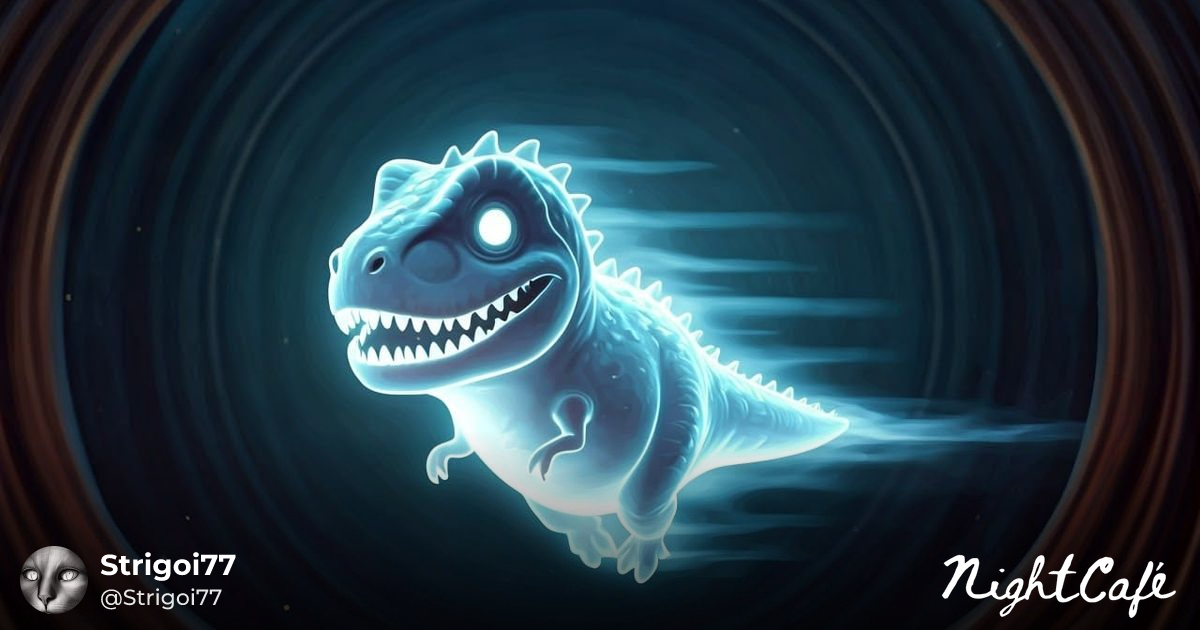 little chibi spectral Dinosaur T Rex wraith ghost