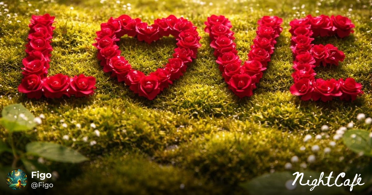 Red Roses: Love - Love Formed From Rose Petals in Golden Su...