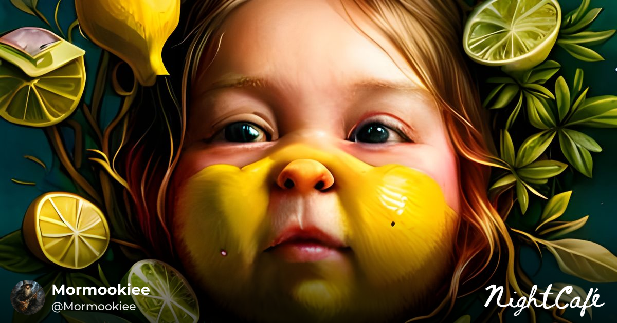 Feeling Sour - Adorable Lemon Portrait in Whimsical Style