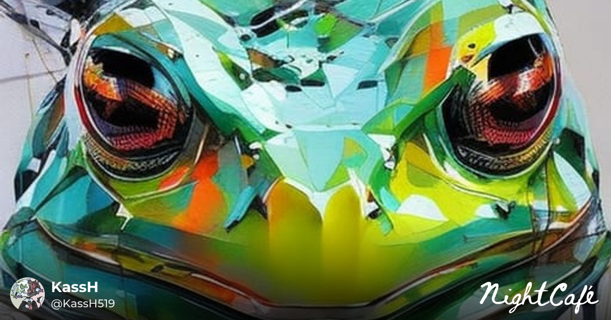 f r o g - Flaming Frog Portrait in Colorful 3D Style
