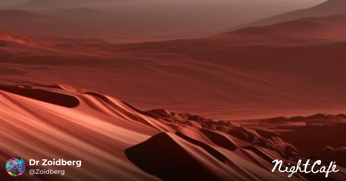 Mars II - Martian Sunset Over Iridescent Mountain Ranges
