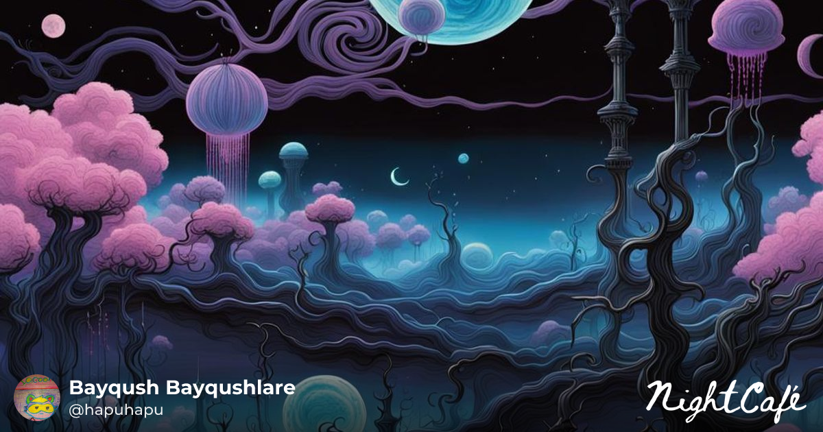 Cosmic Dreamscape: Amano, Burton, and Giger Fusion - AI Art