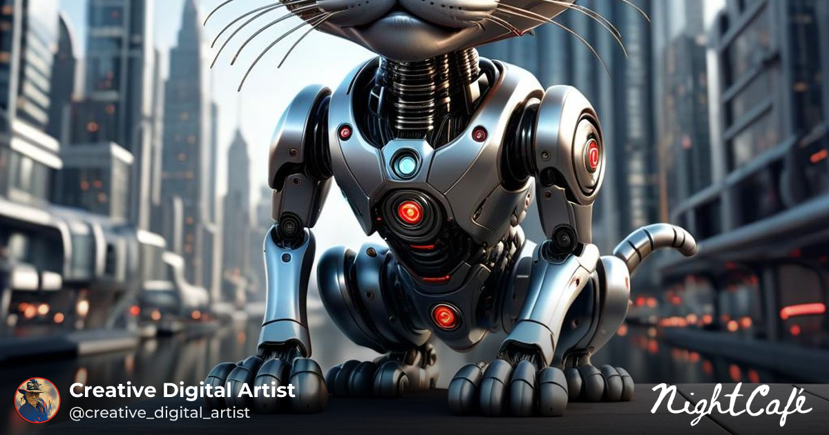 Cyborg Cat - Detailed 3D Render of a Cyborg Cat