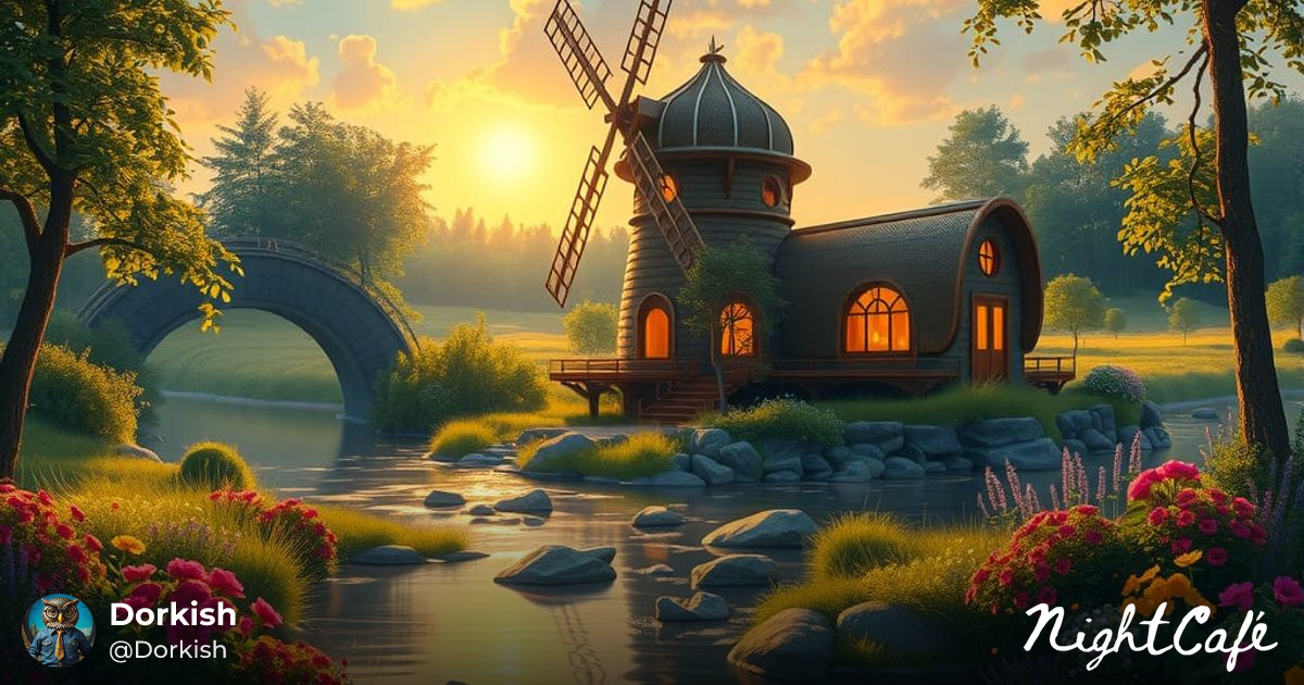 The Water House - Solarpunk Riverbank Oasis in Vibrant Water...