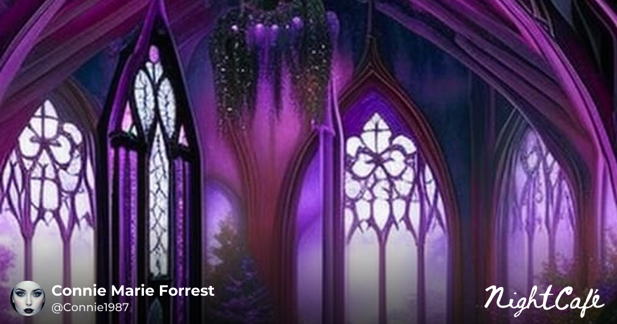 Gothic she shed painted black with purple trimming& decorated with ...