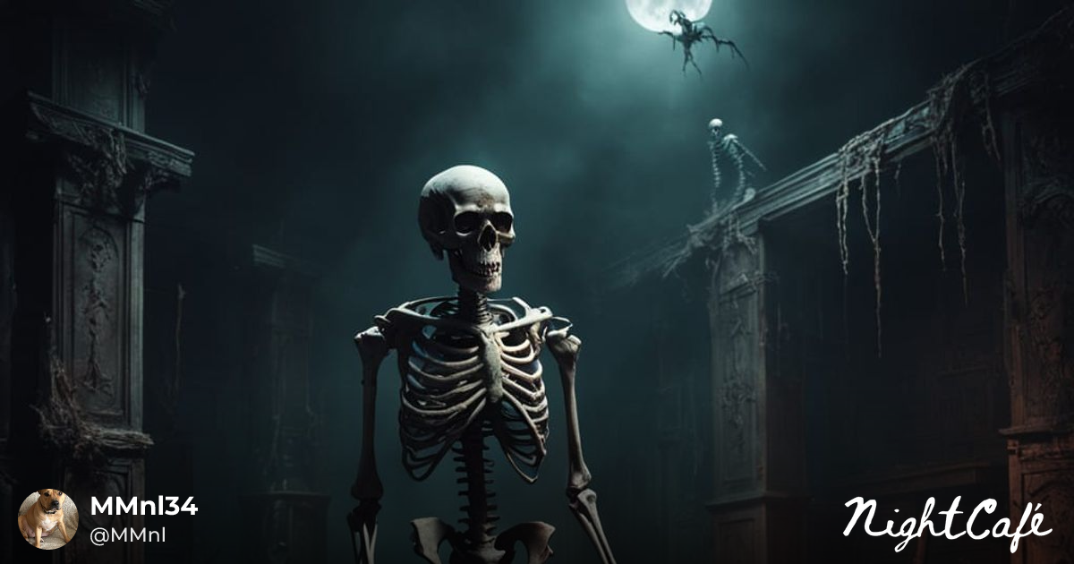 Grotesque Undead Skeleton in Dark, Eerie Environme... - AI Art