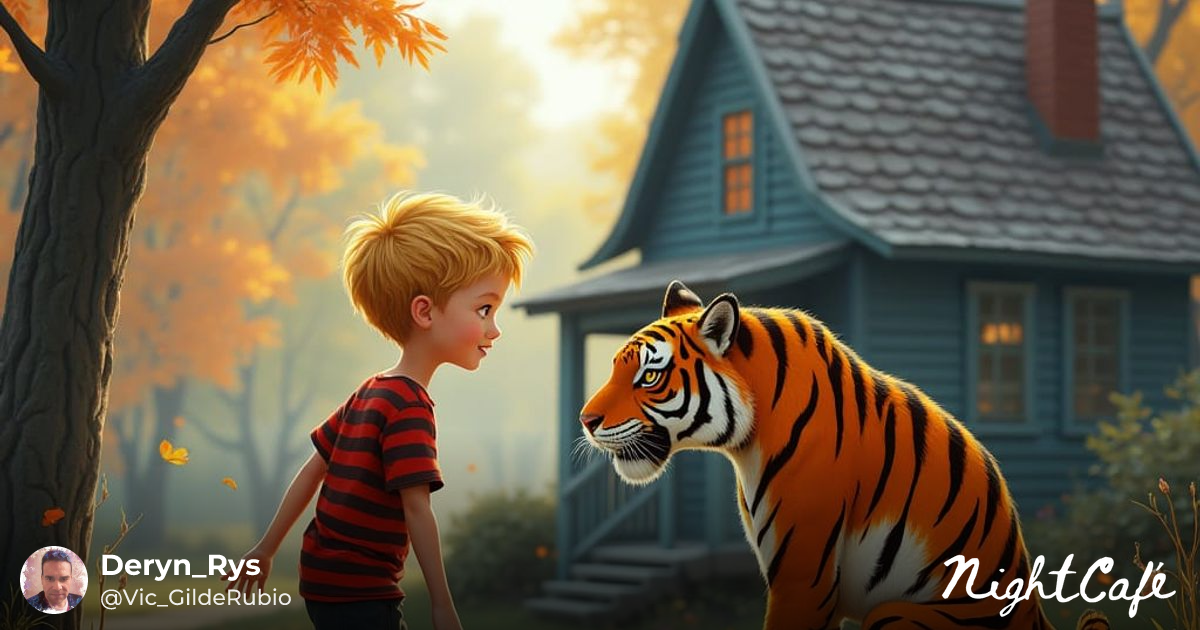 A hyper-realistic portrait of Calvin and Hobbs