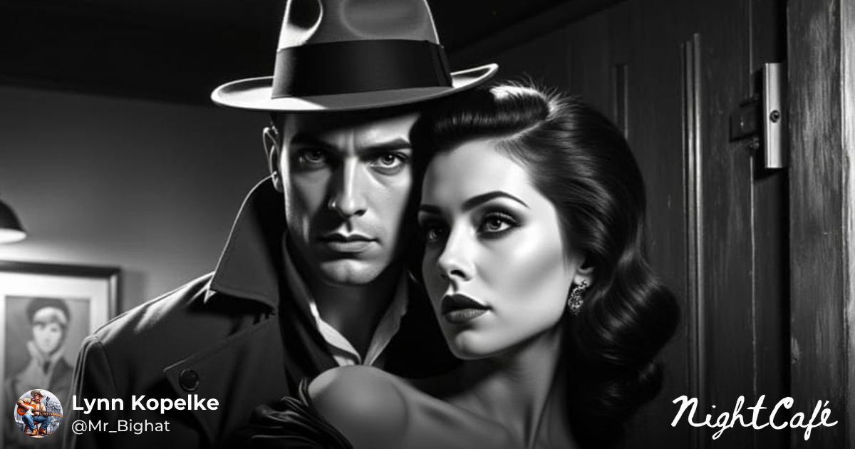 The Doorway to Darkness - Film Noir Embrace in a Seedy Offic...