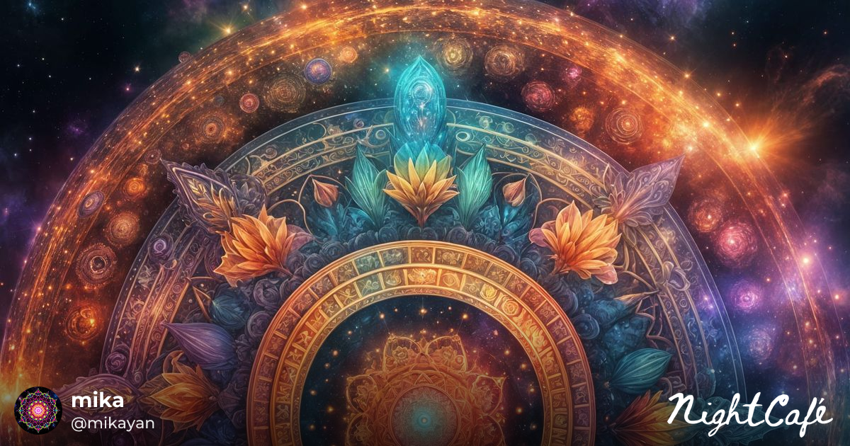 Bright Mandala Floating in Deep Space - AI Art