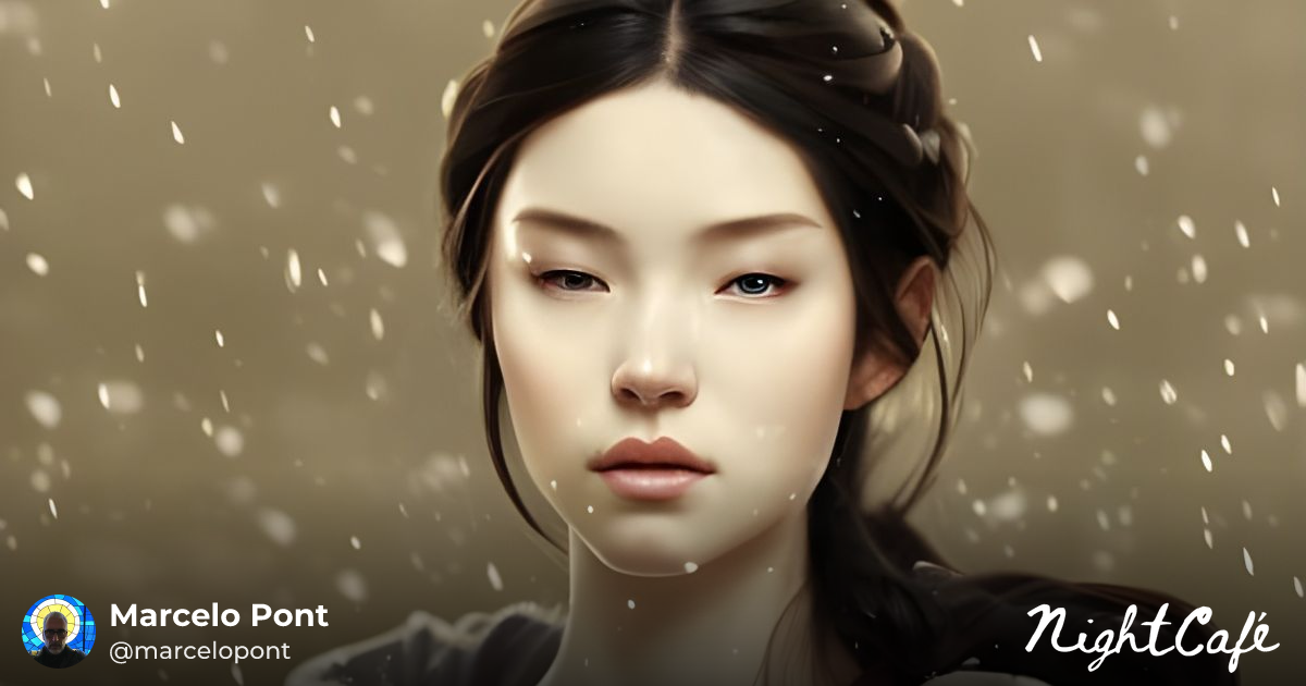 samurai girl bundling up during a snowfall