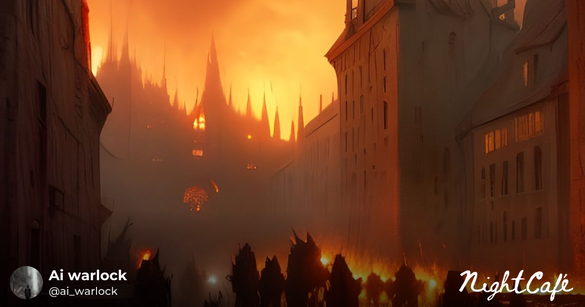 The burning city - Burning Medieval Town: Dark Fantasy Conc...